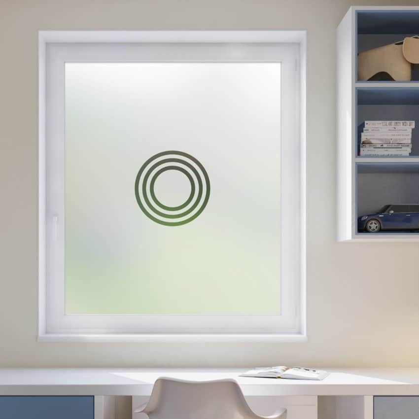 Frosted Privacy Window film with Diminishing Circles Centrepiece Design